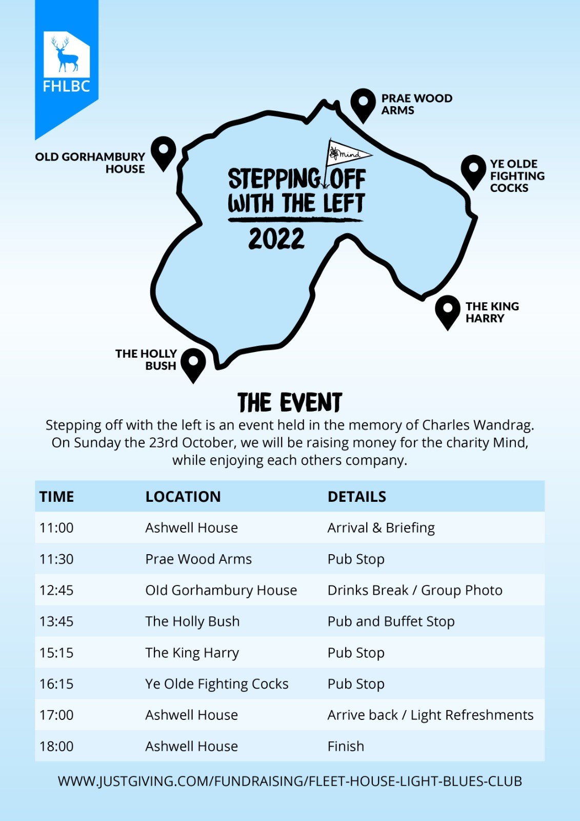 Fleet House Light Blues Club is fundraising for Mind in Mid Herts
